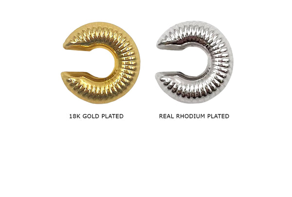 Chunky Ribbed Ear Cuff- Ribbed Ear Cuff - Ear Cuff - 18k Gold Plated ...