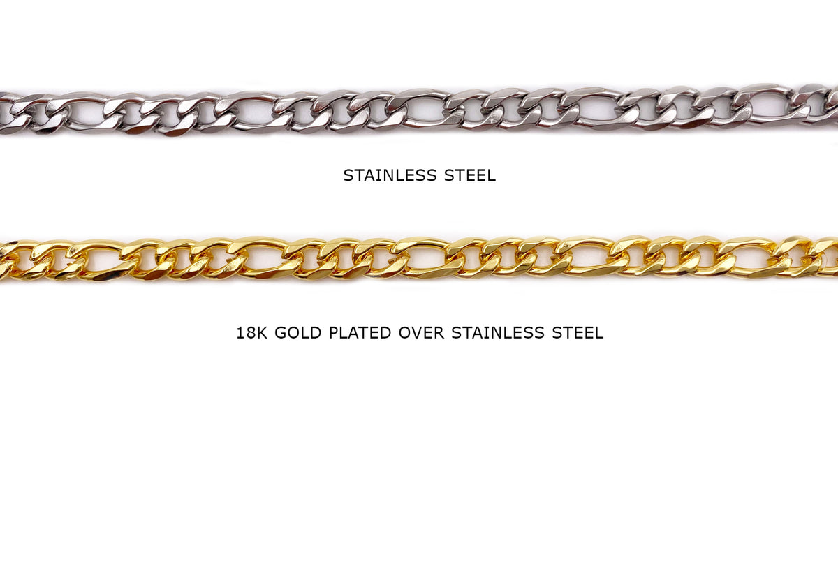 SSC1132 Stainless Steel 18k Gold Plated Figaro Chains CHOOSE COLOR BELOW