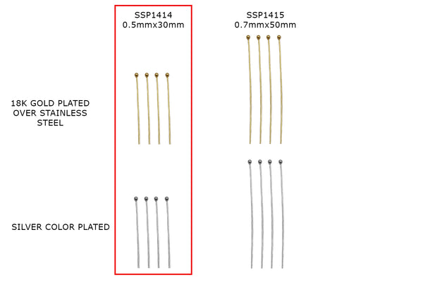 50mm Head pin - Stainless Steel Head Pin For Jewelry Making - Ball Pin ...