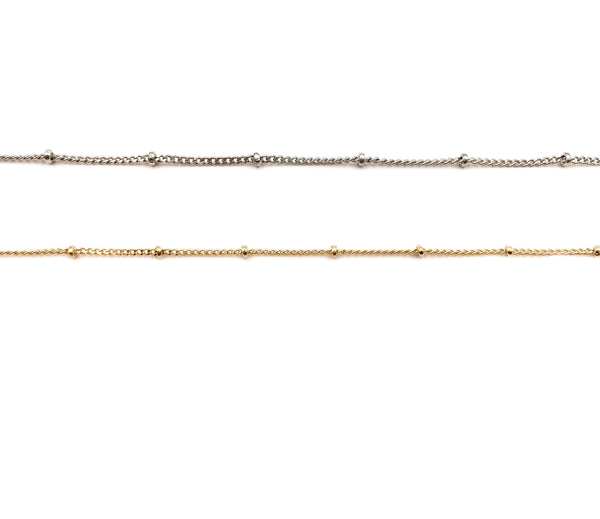 Gold Plated Brass Beaded/Ball Chain - Gold, Rhodium - Jewelry Making ...