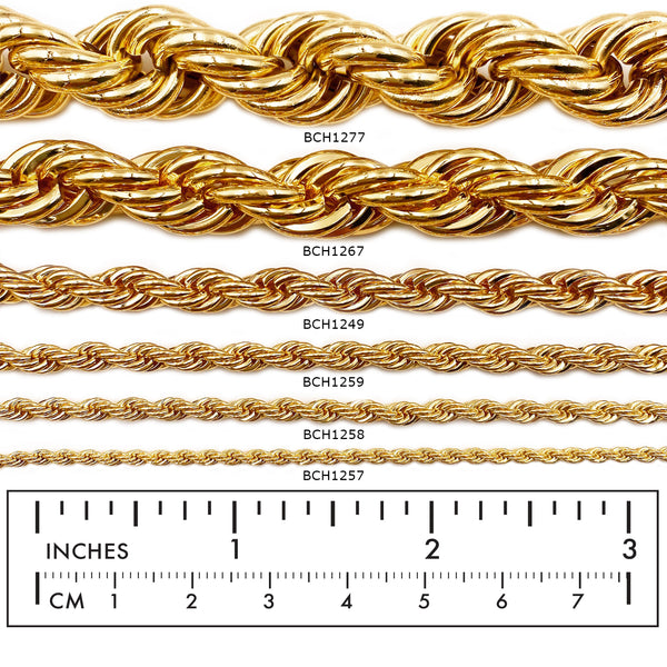 18k Gold Plated Rope Chain - Rope Chain For Jewelry Making - Thick Rope ...