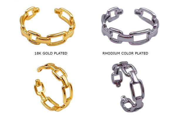 Rectangular Link Chain Stacking Ring Chain Ring – Athenian Fashions Inc.