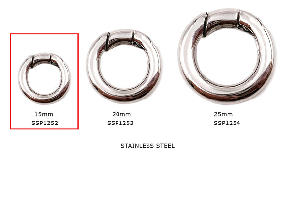 Round Self Closing Spring Clasp Stainless Steel - DIY Jewelry Supplies ...